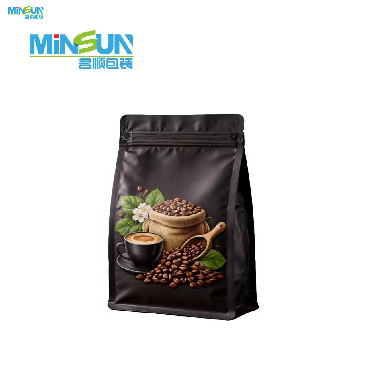 Custom Coffee Bag Stand Up Pouch Resealable Eco-Friendly Design